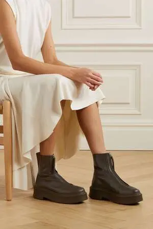 THE ROW - THE ROW Leather Ankle Boots | NET-A-PORTER US