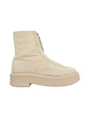 THE ROW Textured-nubuck Platform Ankle Boots - Neutrals