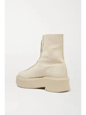 THE ROW Textured-nubuck Platform Ankle Boots - Neutrals