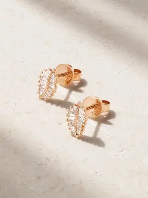 ANITA KO Palm Leaf Diamond Earrings - Gold