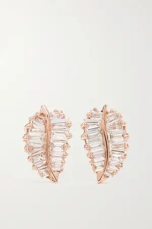 ANITA KO Anita Ko Palm Leaf Diamond Earrings Rose Gold
