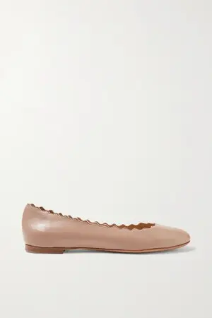 Chloé Lauren Scalloped Leather Ballet Flats - Pink