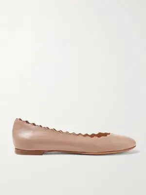 Chloé Lauren Scalloped Leather Ballet Flats