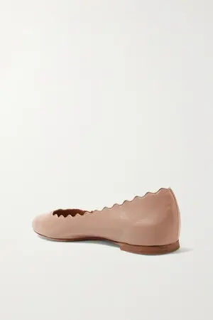 Chloé Lauren Scalloped Leather Ballet Flats - Pink