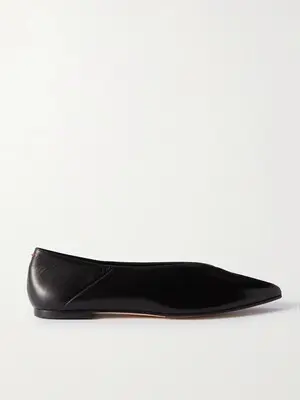 AeydĒ Moa Leather Point-toe Flats - Black