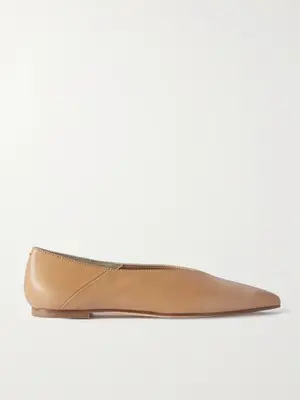 AeydĒ Moa Leather Point-toe Flats - Brown
