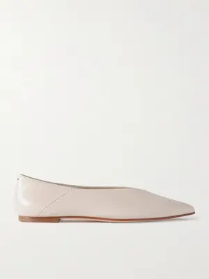 AeydĒ Moa Leather Point-toe Flats - Neutrals