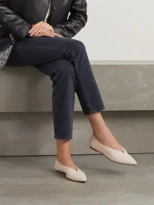 AeydĒ Moa Leather Point-toe Flats - Neutrals
