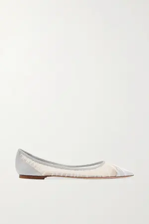 JIMMY CHOO Love Glittered Tulle And Canvas Flats