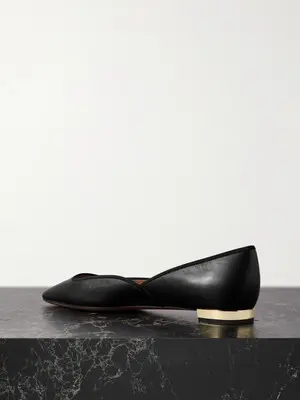 AQUAZZURA Maia Leather Ballet Flats - Black