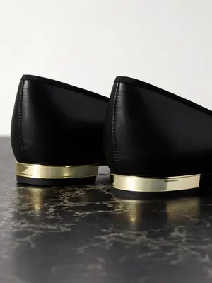 AQUAZZURA Maia Leather Ballet Flats - Black