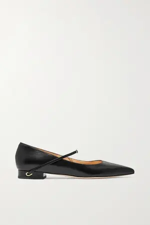 Jennifer Chamandi Lorenzo Leather Point-toe Flats
