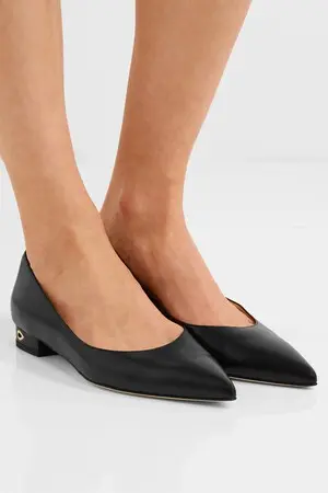 Jennifer Chamandi Lorenzo Leather Point-toe Flats