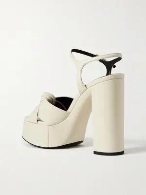 Saint Laurent Bianca Knotted Leather Platform Sandals - Off-white