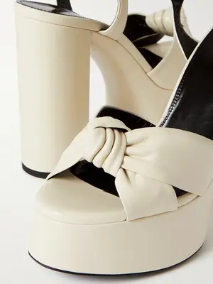 Saint Laurent Bianca Knotted Leather Platform Sandals - Off-white