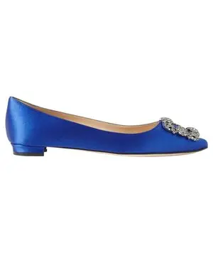 Manolo Blahnik Hangisi Crystal-embellished Satin Flats - Blue