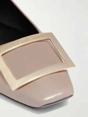 ROGER VIVIER Quadrata Trompette Embellished Leather Ballet Flats - Brown