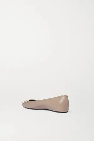 ROGER VIVIER Quadrata Trompette Embellished Leather Ballet Flats - Brown