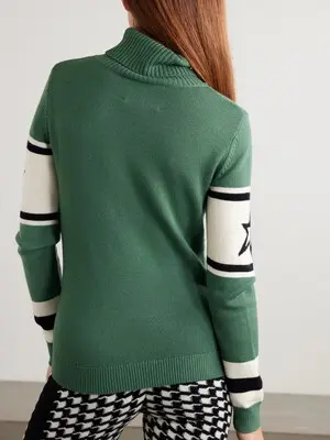 Perfect Moment Schild Intarsia Merino Wool Turtleneck Sweater - Green