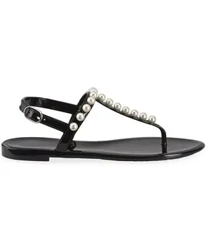 STUART WEITZMAN - Goldie Faux Pearl-embellished Rubber Slingback Sandals
