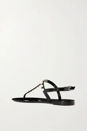 STUART WEITZMAN - Goldie Faux Pearl-embellished Rubber Slingback Sandals