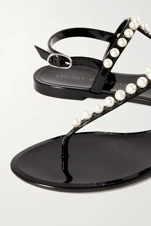 STUART WEITZMAN - Goldie Faux Pearl-embellished Rubber Slingback Sandals