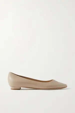 Manolo Blahnik Titto Leather Point-toe Flats