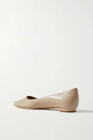 Manolo Blahnik Titto Leather Point-toe Flats
