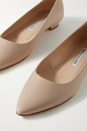 Manolo Blahnik Titto Leather Point-toe Flats
