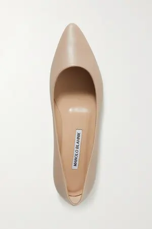 Manolo Blahnik Titto Leather Point-toe Flats