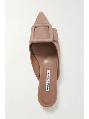 Manolo Blahnik Maysale Suede Flats - Brown