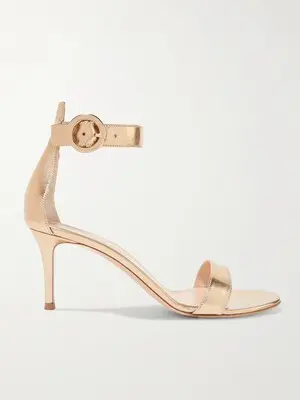 GIANVITO ROSSI Portofino 70 Leather Sandals - Gold