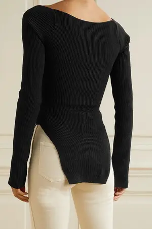 Khaite Maddy Ribbed-Knit Sweater - Black - 60% Off | Editorialist