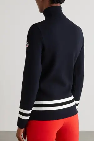 Fusalp Judith Striped Knitted Turtleneck Sweater - Blue