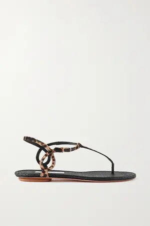 AQUAZZURA Aquazzura Almost Bare Metallic Leather Sandals Animal Print