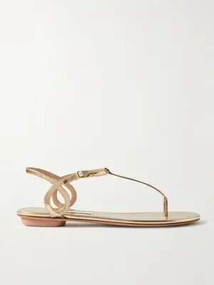 AQUAZZURA Almost Bare Metallic Leather Sandals - Gold