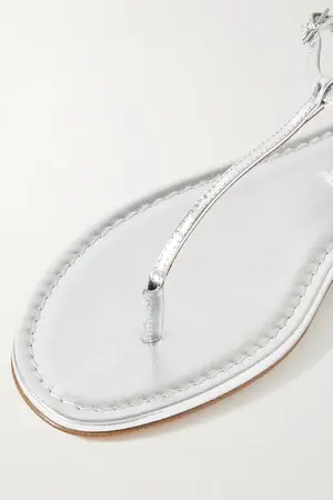 AQUAZZURA Almost Bare Metallic Leather Sandals - Silver