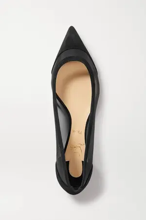 CHRISTIAN LOUBOUTIN Galativi Suede And Mesh Point-toe Flats