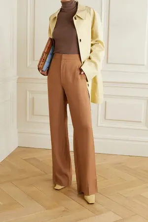 Tibi Cutout Ribbed Wool Turtleneck Top
