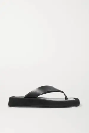 THE ROW THE ROW Ginza Two-tone Leather And Suede Platform Flip Flops | NET-A-PORTER US Black