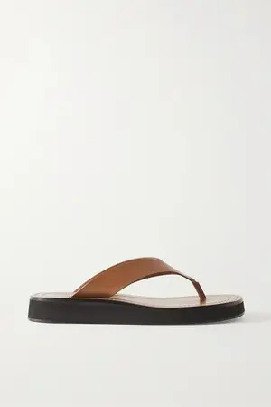 THE ROW THE ROW Ginza Two-tone Leather And Suede Platform Flip Flops | NET-A-PORTER US Sand