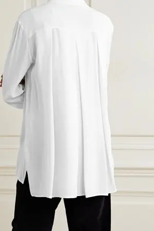 THE ROW Carla Pleated Chiffon Blouse