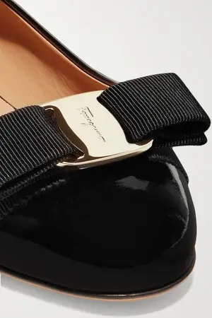FERRAGAMO Varina Bow-embellished Ballet Flats - Black