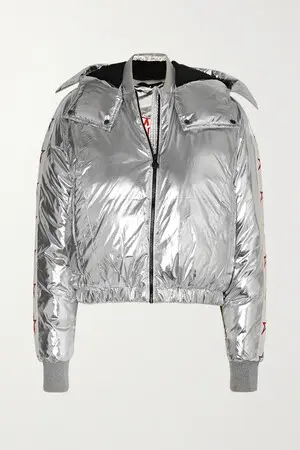 Perfect Moment Star Hooded Cropped Quilted Metallic Ski Jacket