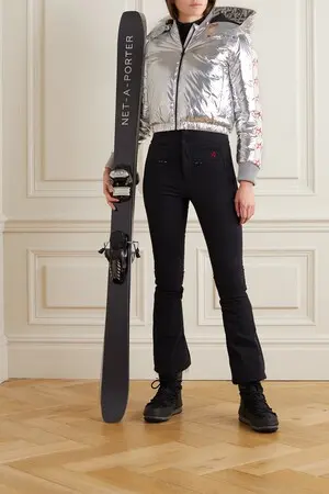 Perfect Moment Star Hooded Cropped Quilted Metallic Ski Jacket