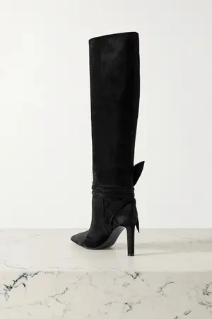 Saint Laurent Grace Bow-embellished Suede Knee Boots