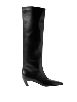 Khaite Davis Leather Knee Boots - Black