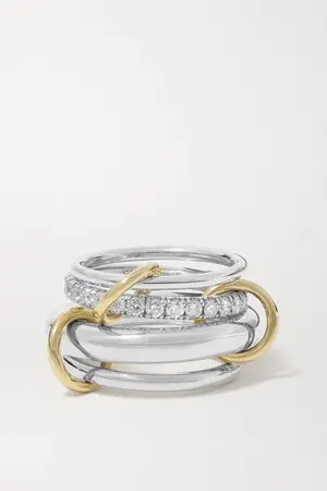 SPINELLI KILCOLLIN Luna Set Of Four Diamond Rings - Silver