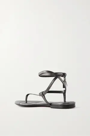 TOM FORD Padlock Metallic Leather Sandals - Gray
