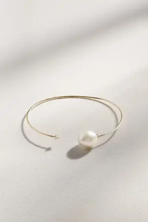 Mizuki 14-karat Pearl And Diamond Cuff - Gold